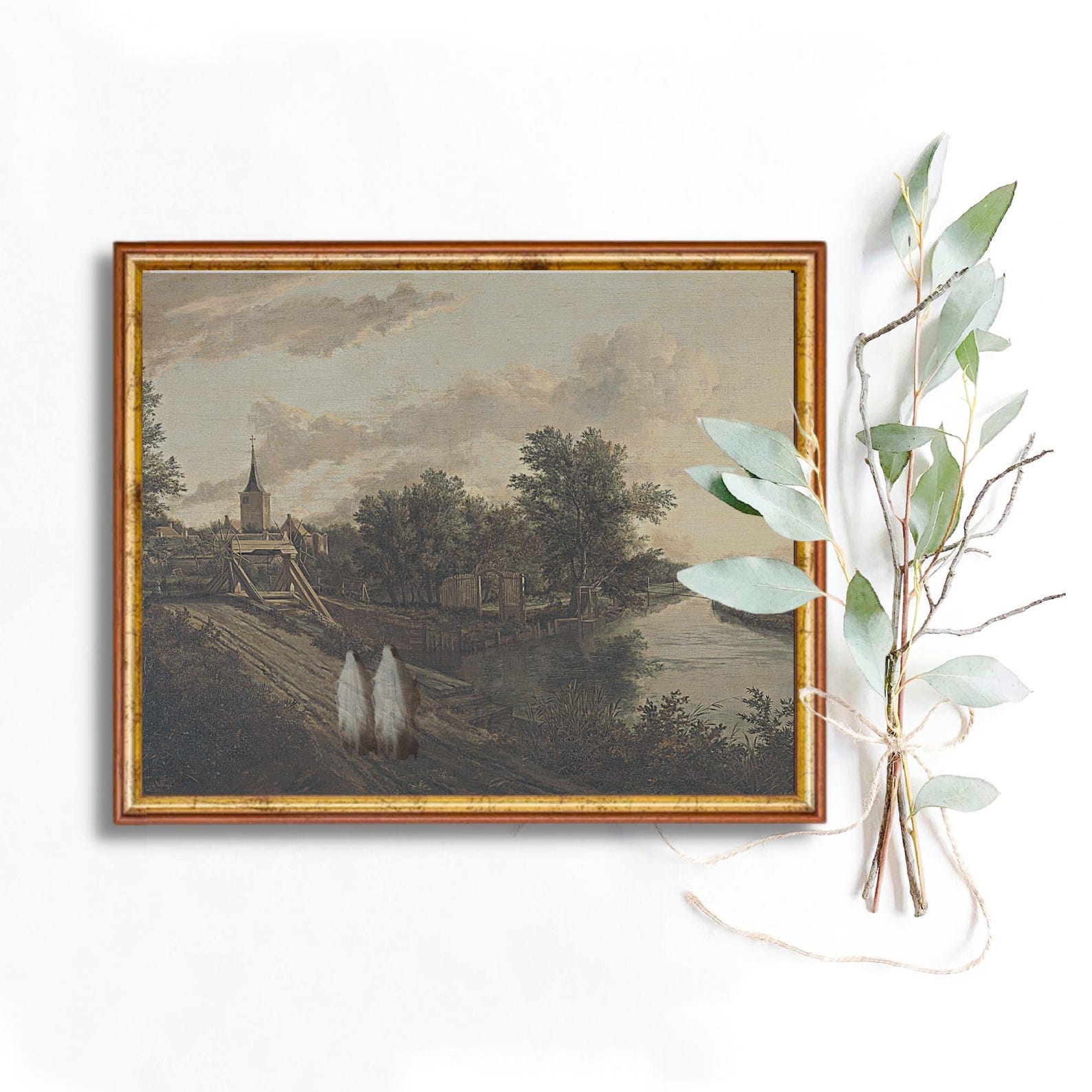 Ghost Printable Vintage Landscape Halloween Art Haunted Scene Halloween ...