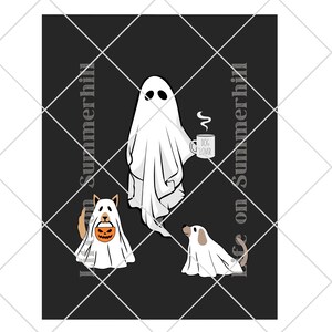 Halloween Ghost and Dog Wall Art Printable | Ghost Dog Lover Home Decor ...