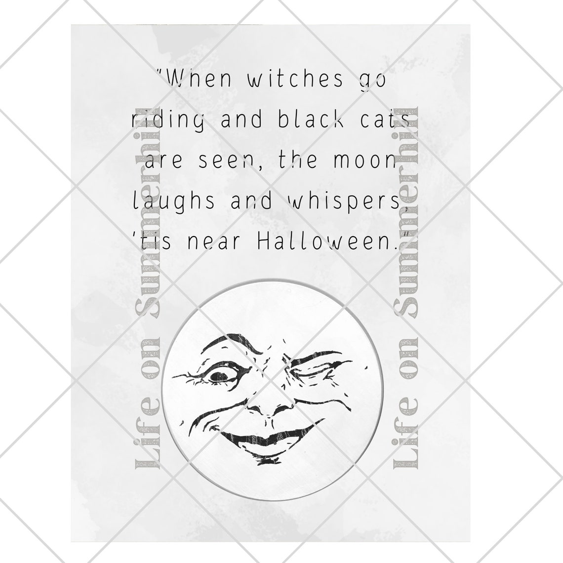 Moon Face Halloween Poetry Printable Wall Art Digital Download Moon ...