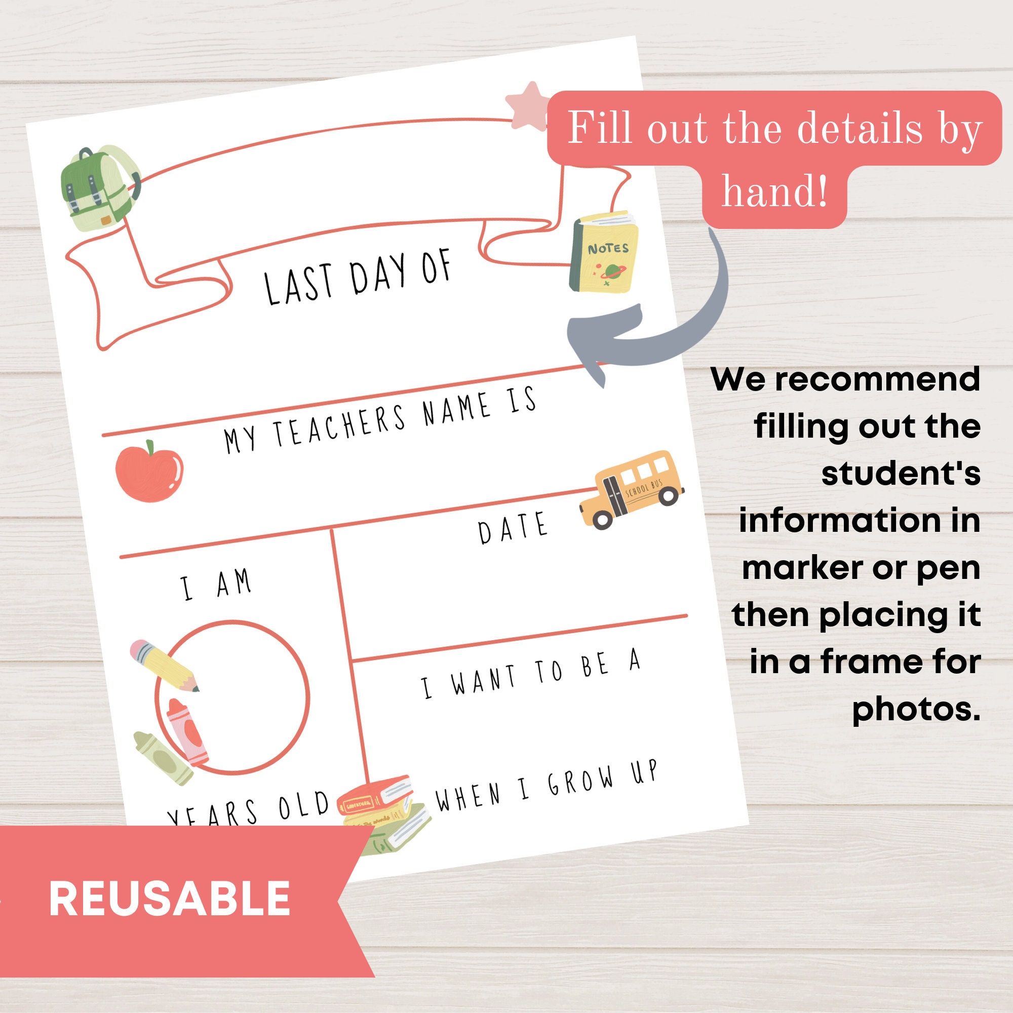 Last Day of School Printable Sign Neutral End of School Kids Sign ...