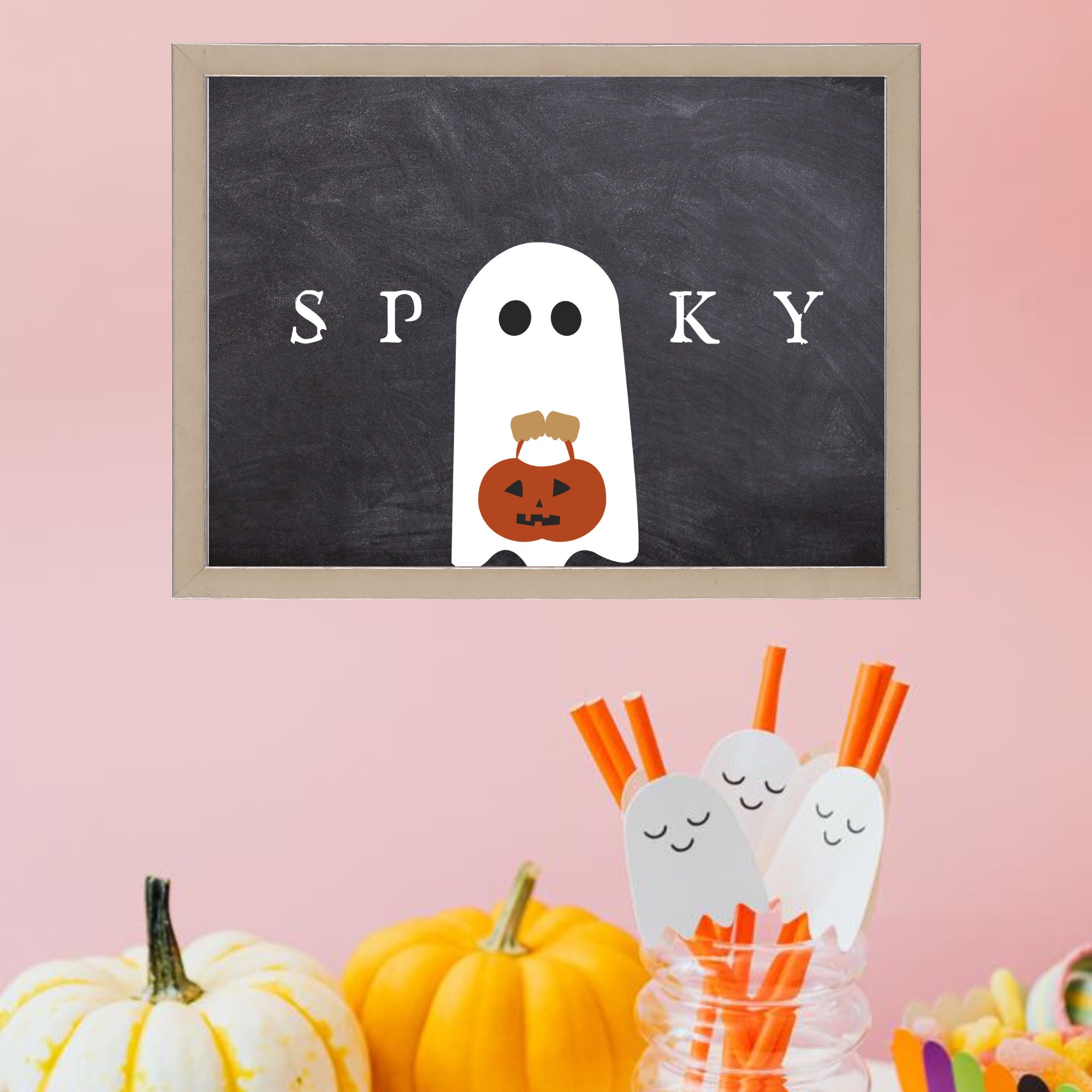 Halloween Artwork Spooky Cute Ghost Trick or Treat Art Print Landscape ...