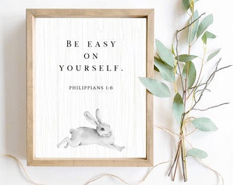 Bunny Vintage Illustration Print Spiritual Bible Verse | Etsy