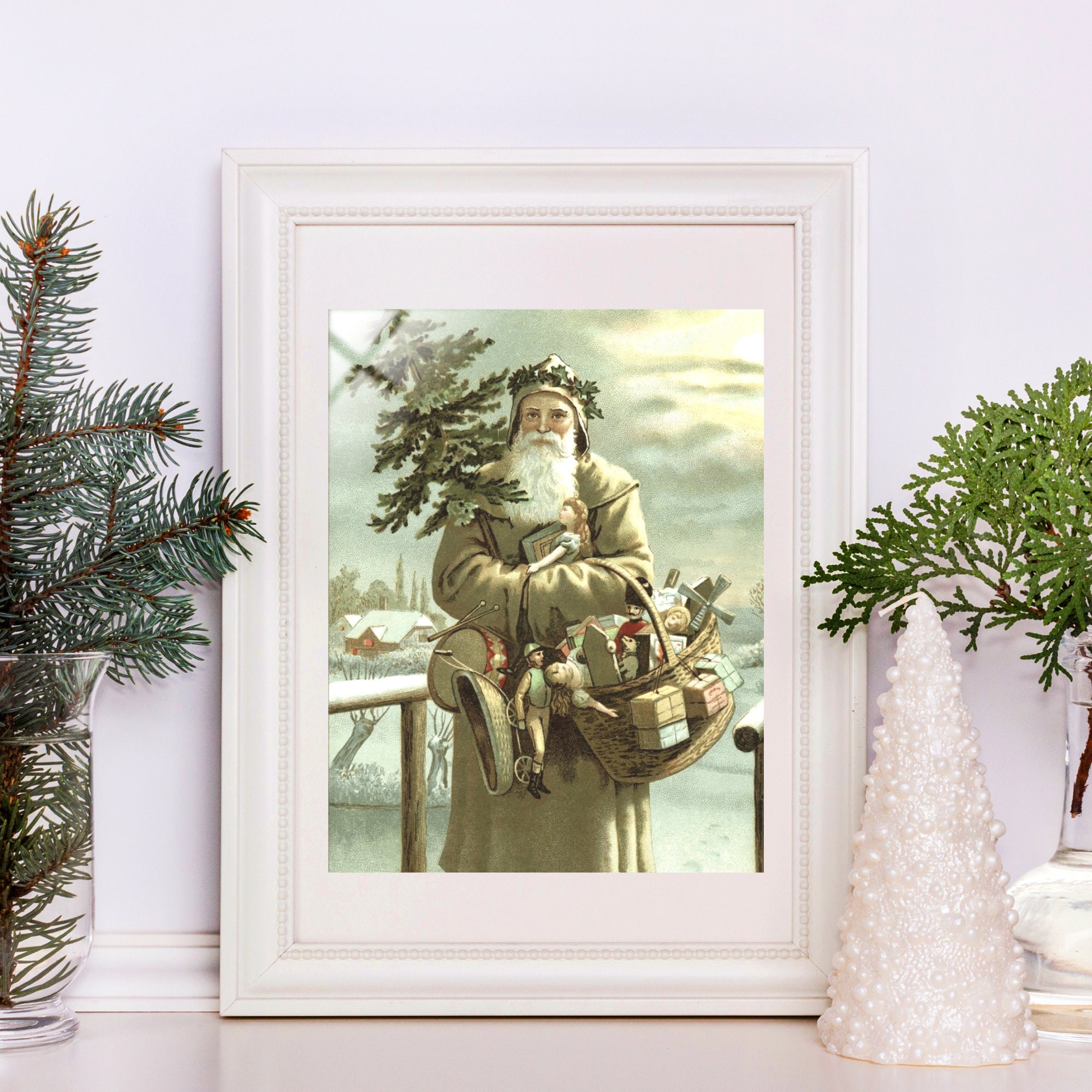 Vintage Victorian Santa Christmas Wall Art Digital Download 19th ...