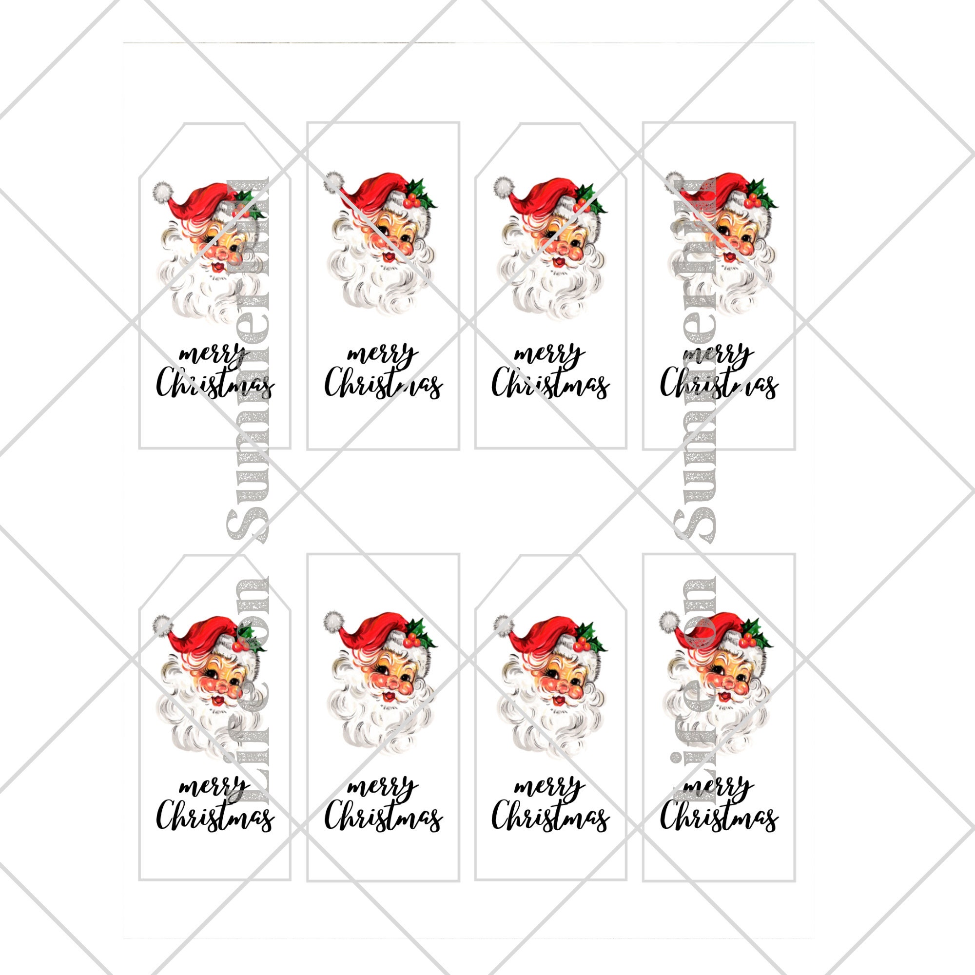 Vintage Santa Claus Christmas Gift Tag, Father Christmas Personalized ...