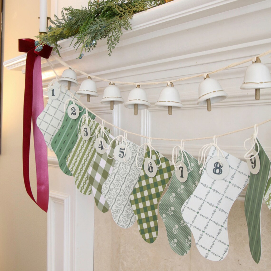 Christmas Stocking Advent Printable Decorative Advent Calendar ...