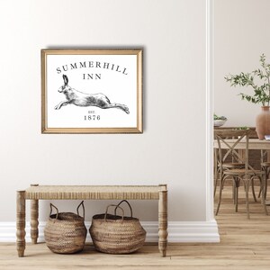 Custom Vintage Bunny Rabbit Inn Sign Digital Wall Art Personalized ...