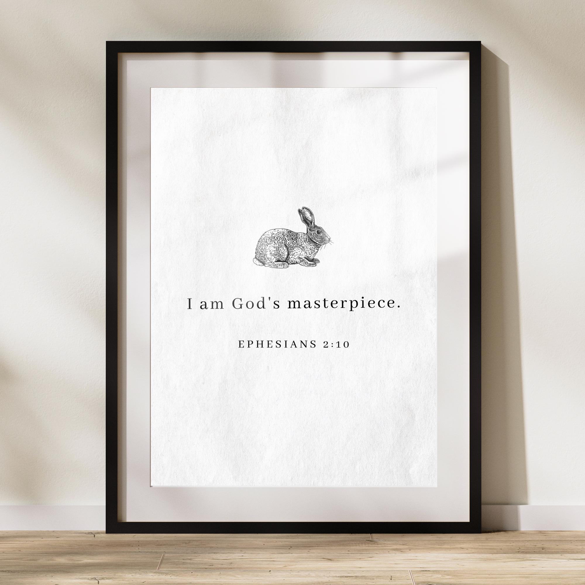 Bunny Vintage Illustration Print Spiritual Bible Verse Scripture Quote ...