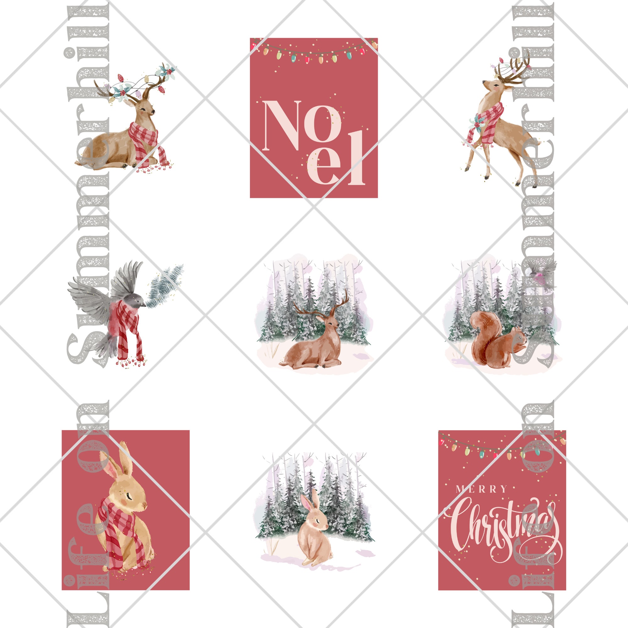 Christmas Printable Art Decor Set of 9 Holiday Mega Bundle Wall Art ...