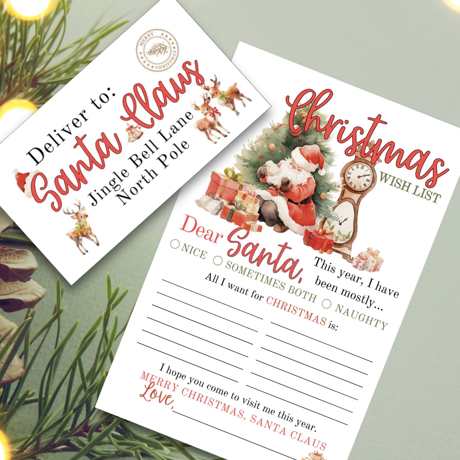 Letter to Santa Christmas Wish List Printable, Kids Letter to Santa ...
