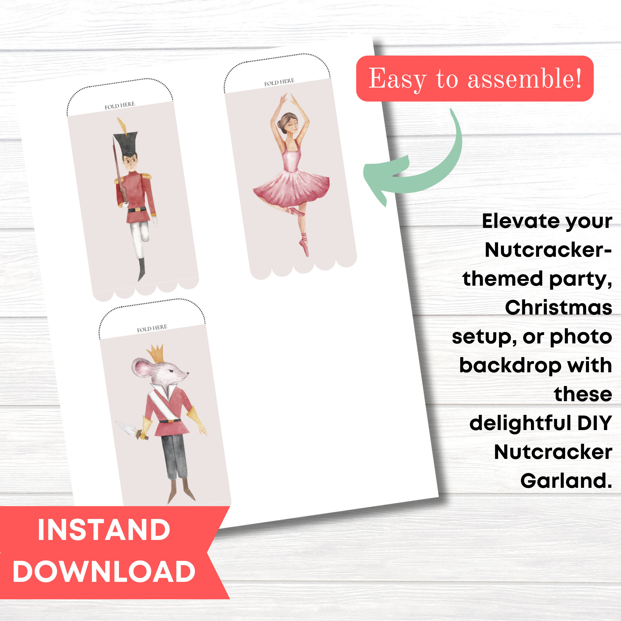 Nutcracker Party Banner Printable | DIY Nutcracker Ornament | Christmas ...