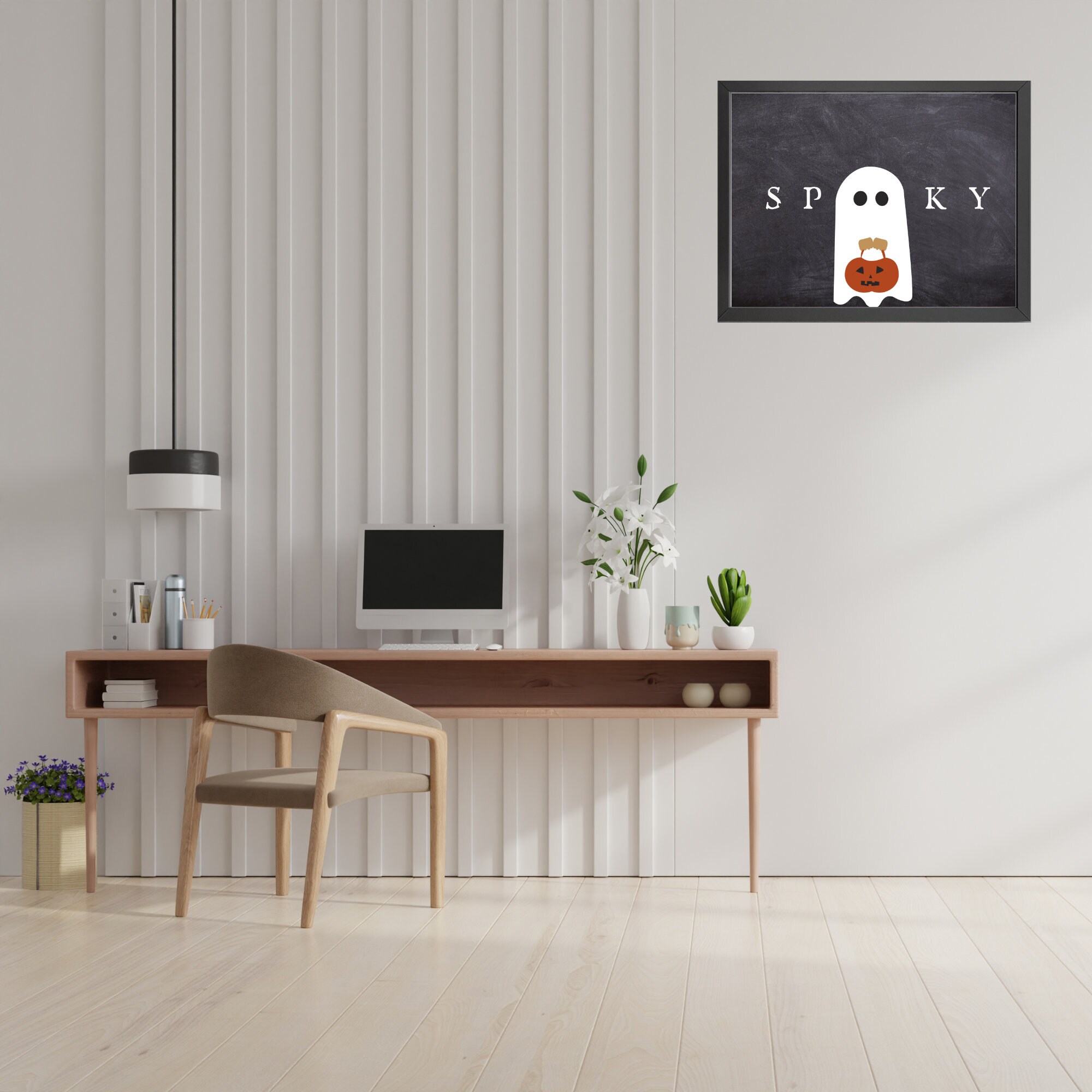 Halloween Artwork Spooky Cute Ghost Trick or Treat Art Print Landscape ...
