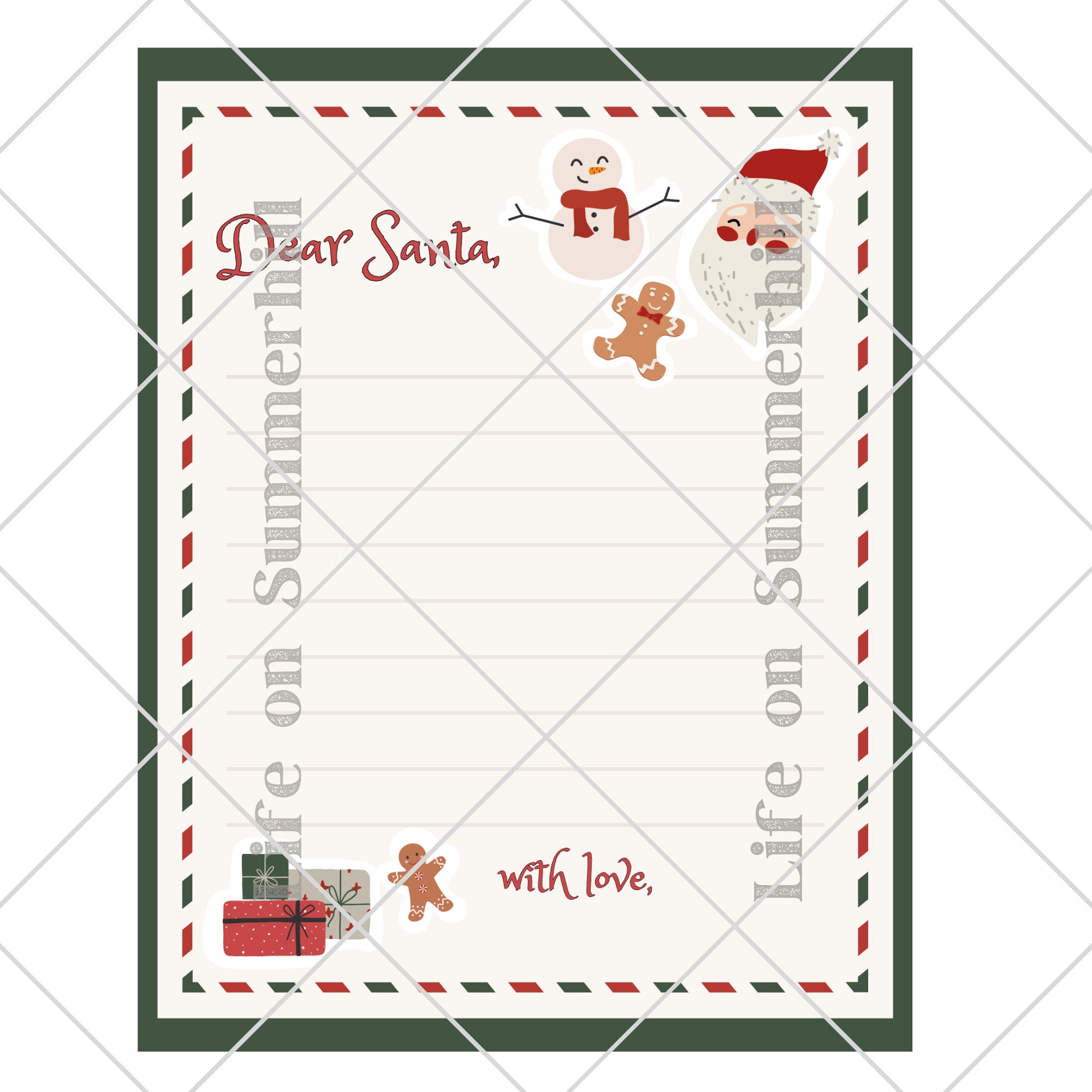 Letter to Santa Printable Templates Christmas Letter and Envelope for ...