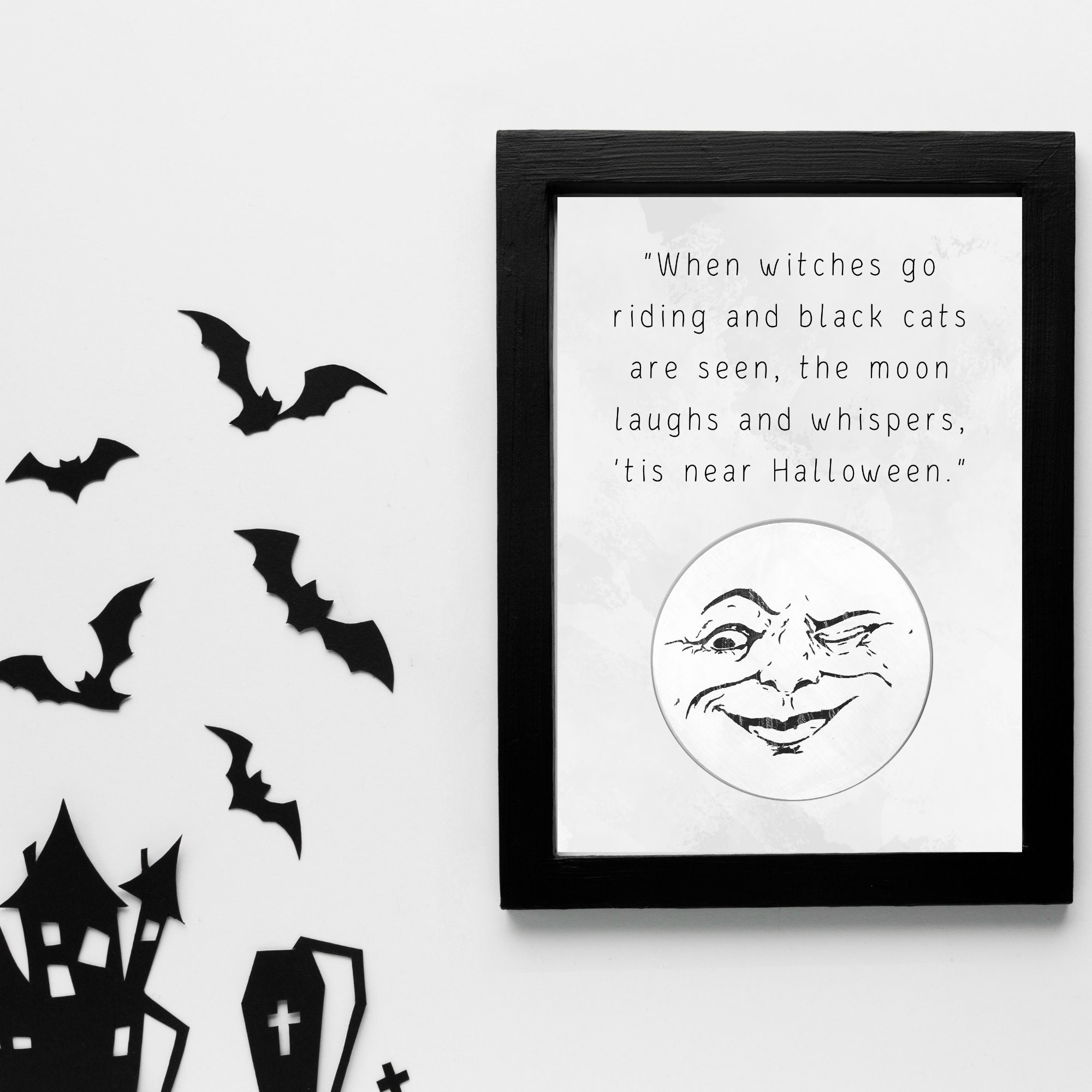 Moon Face Halloween Poetry Printable Wall Art Digital Download Moon ...