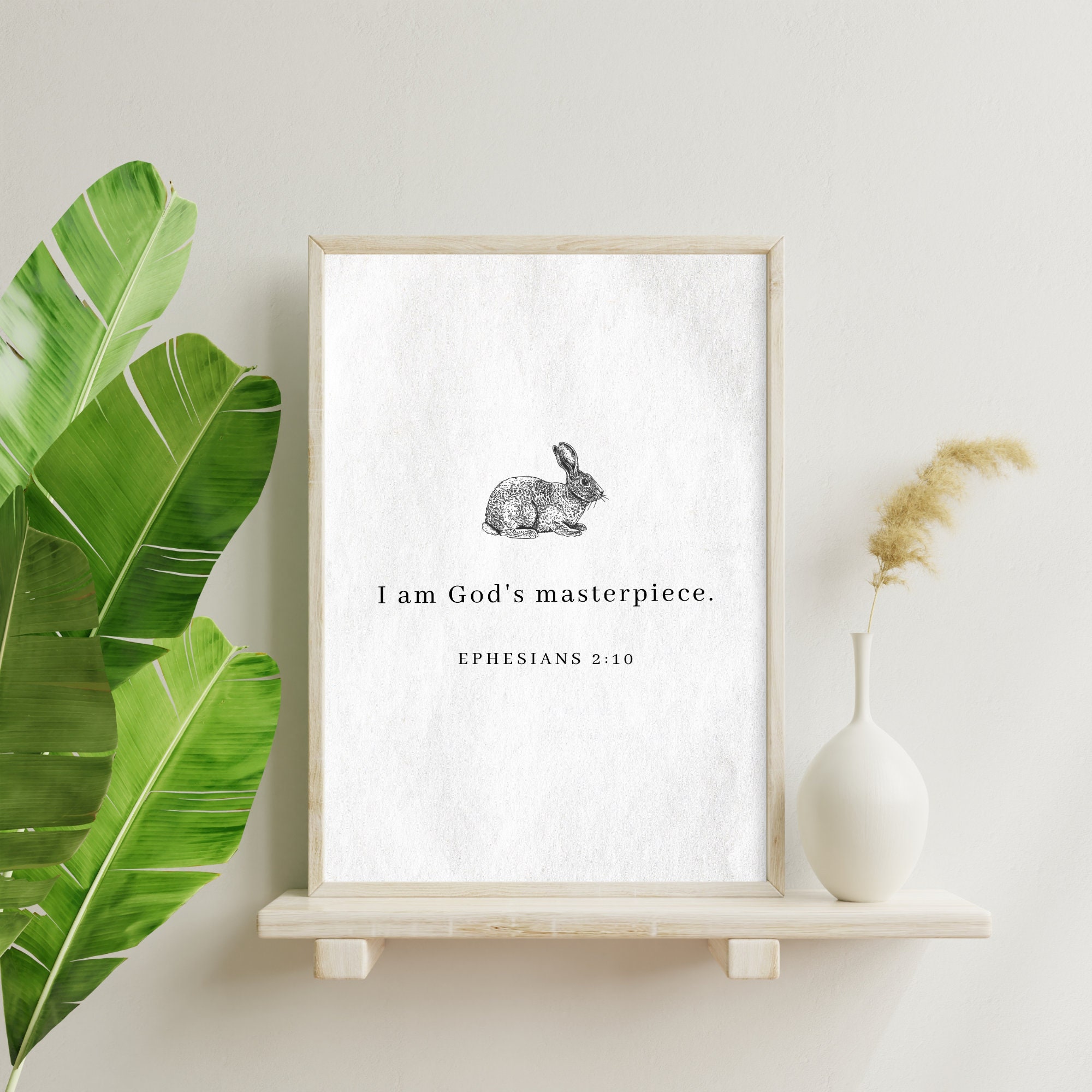 Bunny Vintage Illustration Print Spiritual Bible Verse Scripture Quote ...
