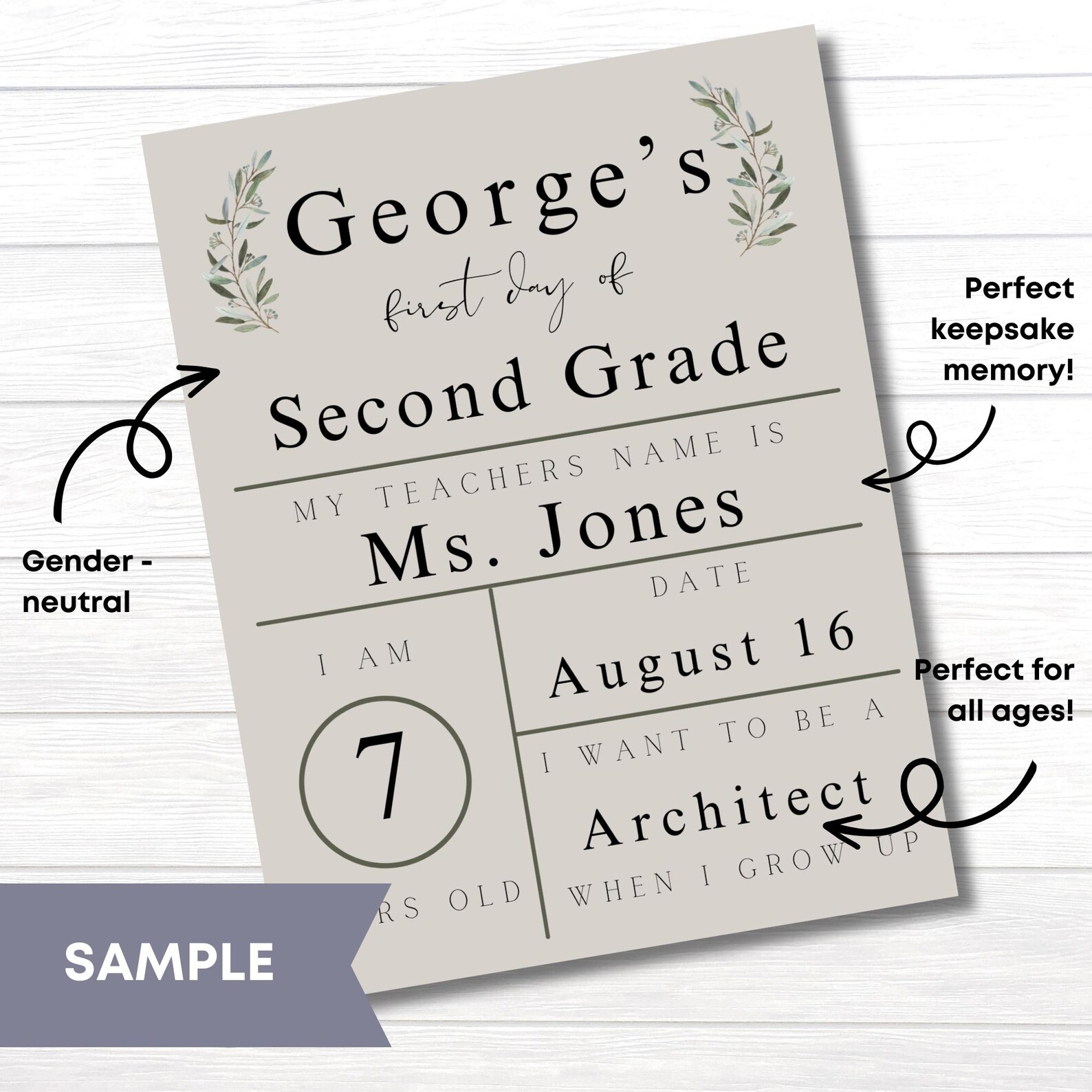 Editable Back to School Sign | Customizable Student First Day of Class ...
