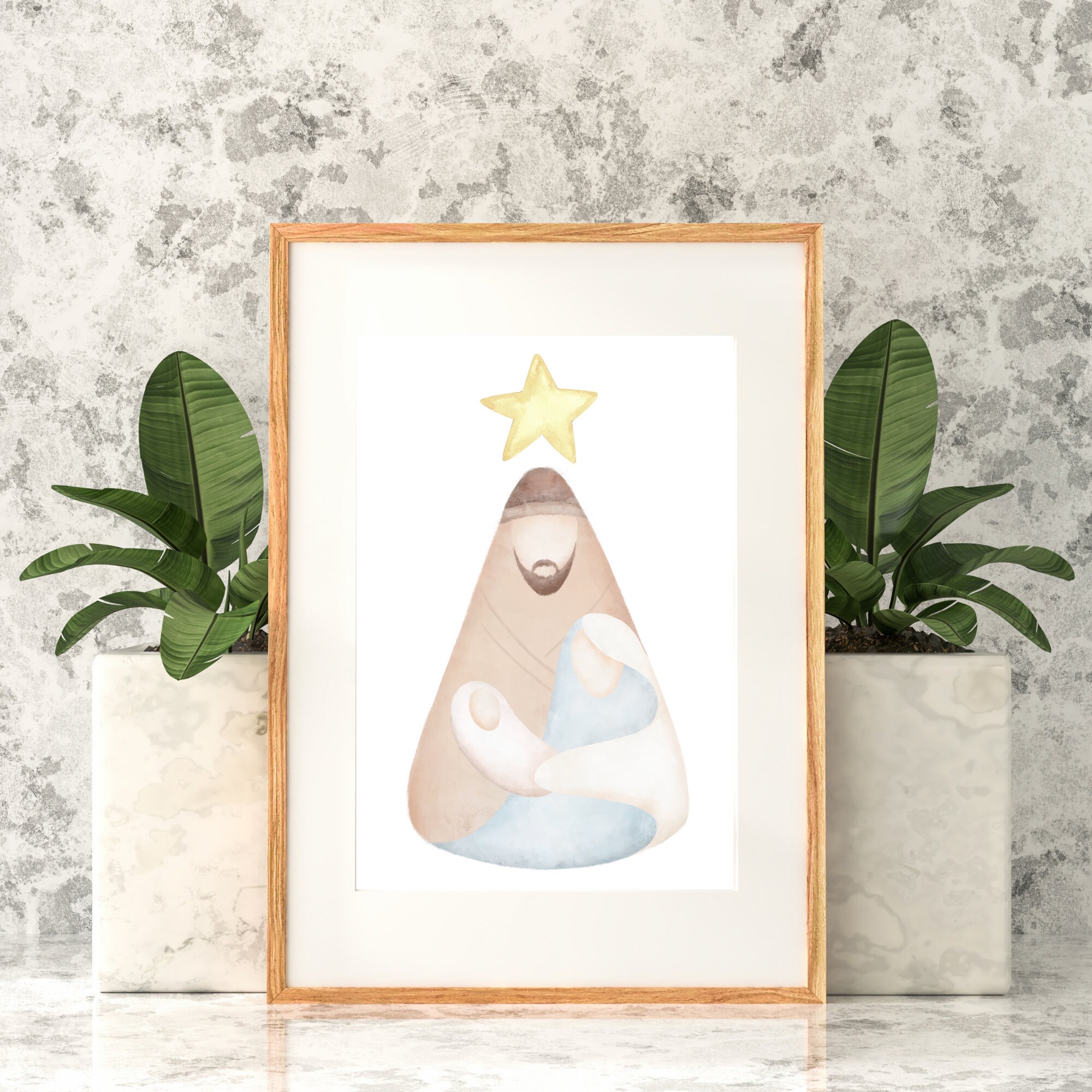 Minimalist Watercolor Nativity Wall Art Christmas Printable Christian ...