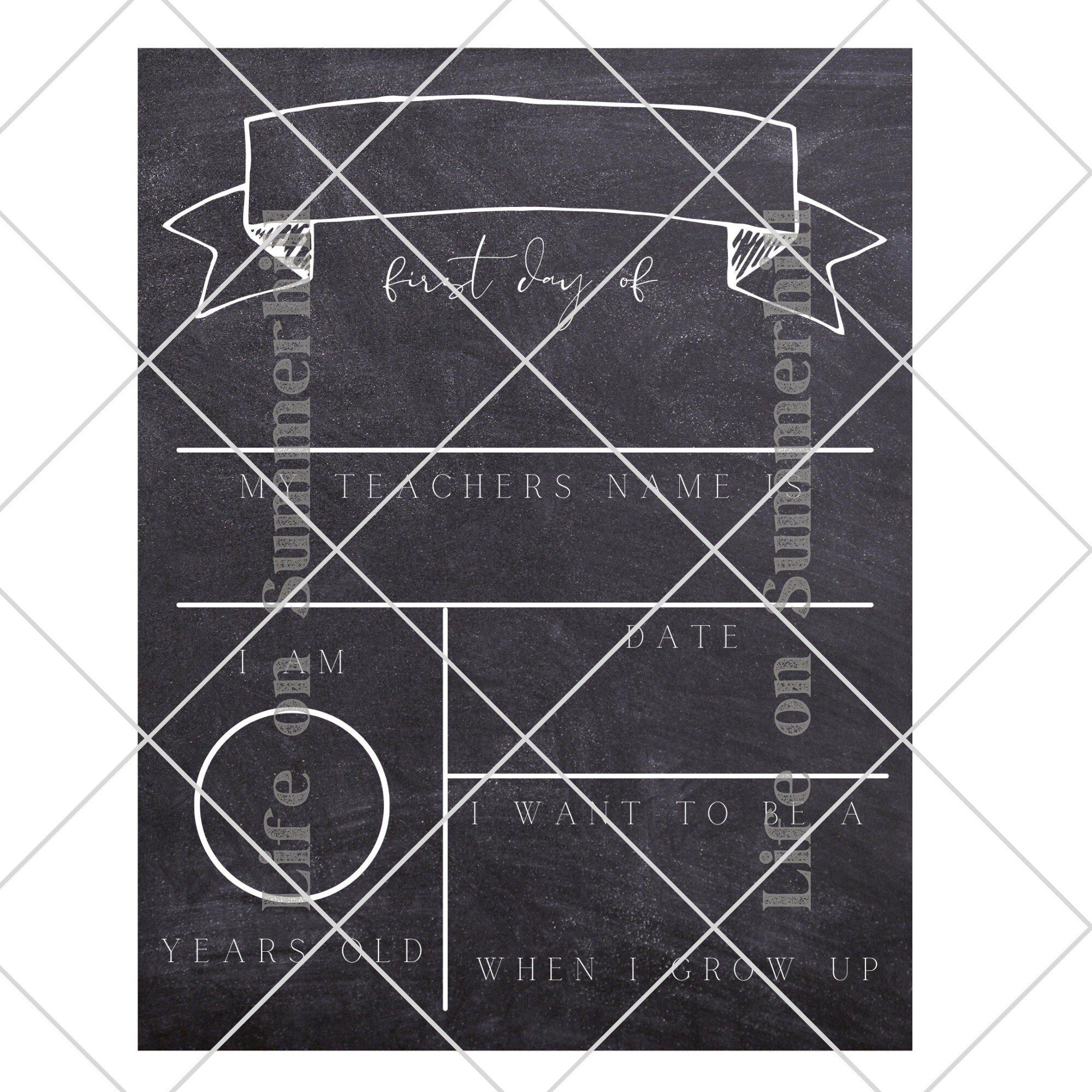 Chalkboard First Day of School Sign Printable | Back to School Reusable ...