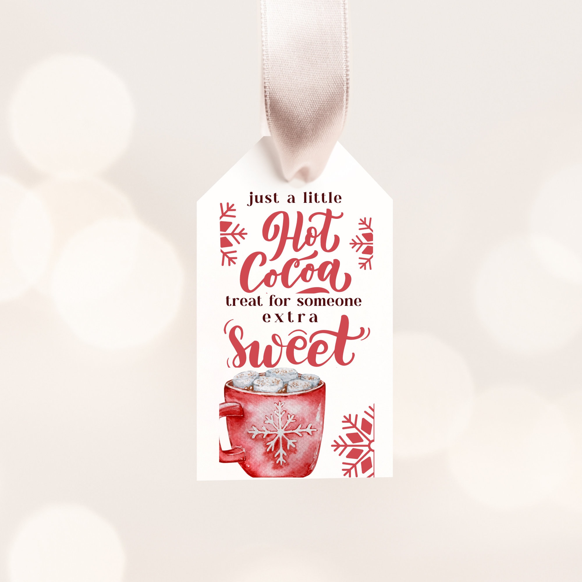 Printable Holiday Red Gift Tag Just A Little Hot Cocoa Treat for ...