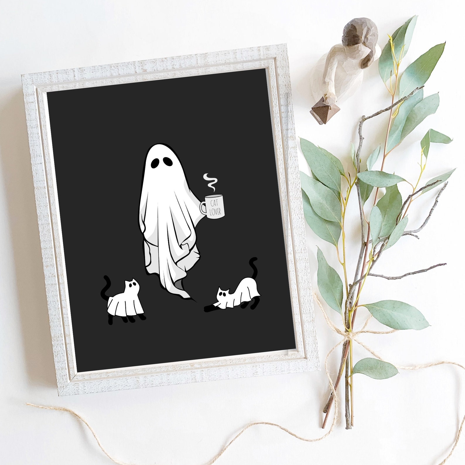 Cat Lover Ghost Printable Wall Art Decor | Halloween Ghost and Cats ...