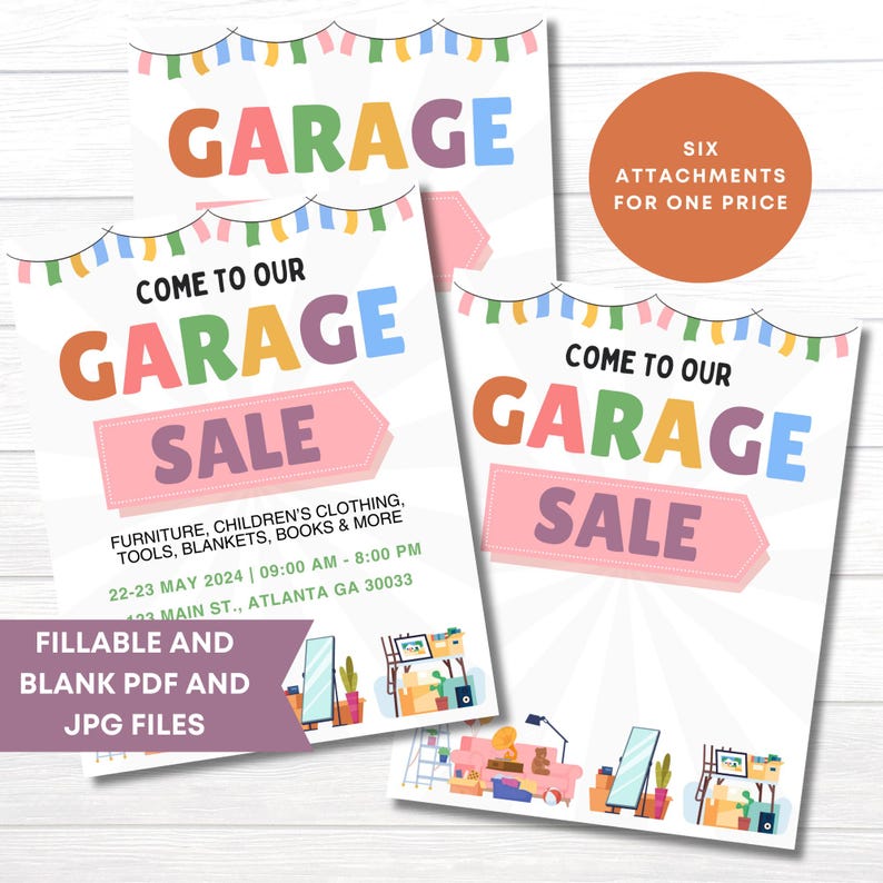 Editable Garage Sale Flyer Template Neighborhood Yard Sale Sign ...