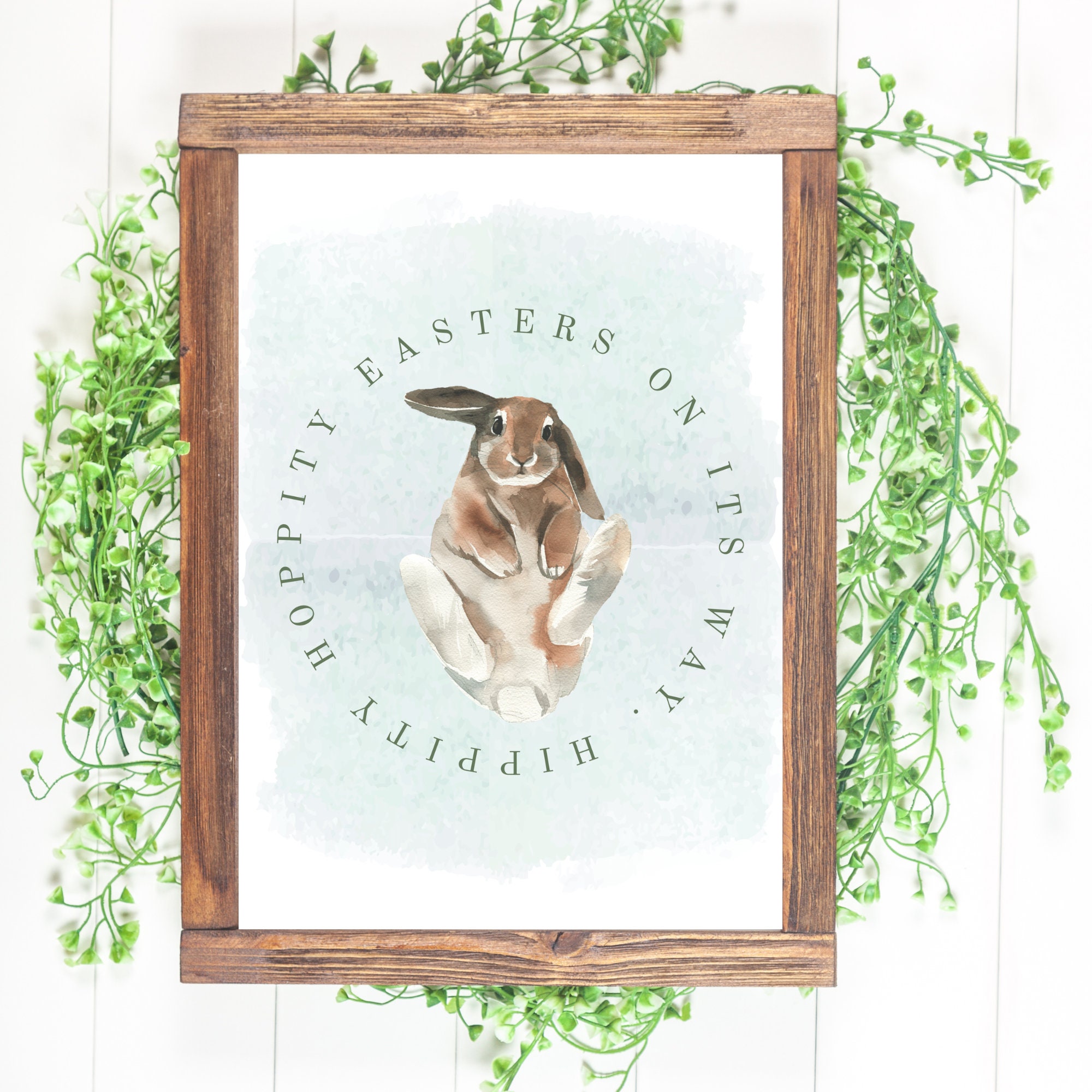 Hippity Hoppity Easter's on Its Way Watercolor Bunny Rabbit Nursery ...