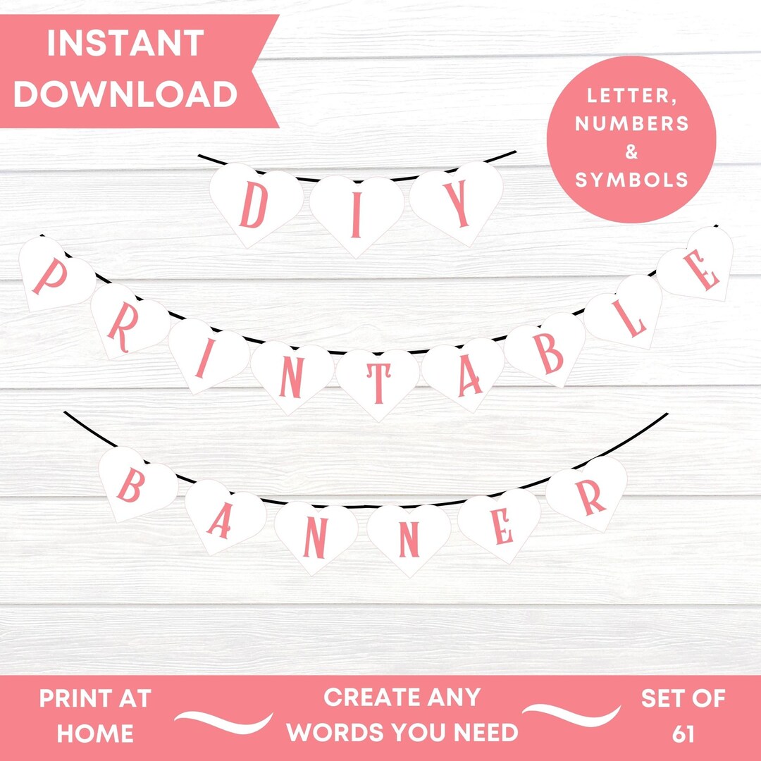 Printable Valentine's Day Garland | Letters and Numbers Heart Banner ...