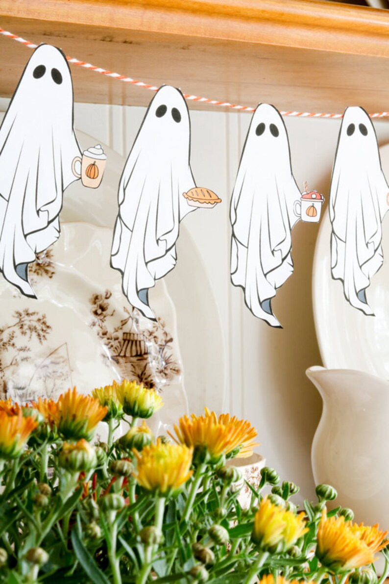Pumpkin Lover Ghost Garland Printable | Halloween Banner Decor ...