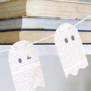DIY Book Page Ghost Garland Printable | Vintage Bookpage Ghost Bunting ...