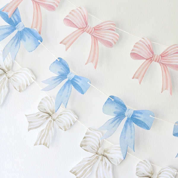 Baby Shower Pink Bow Hanging Banner - Etsy