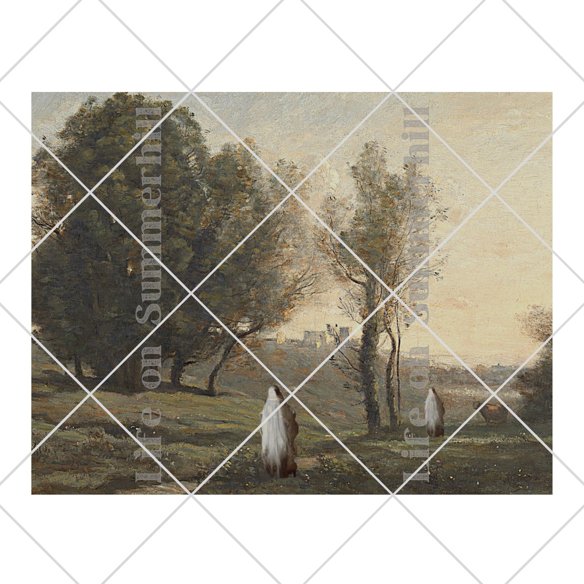 Halloween Vintage Landscape Creepy Ghost Digital Painting - Etsy