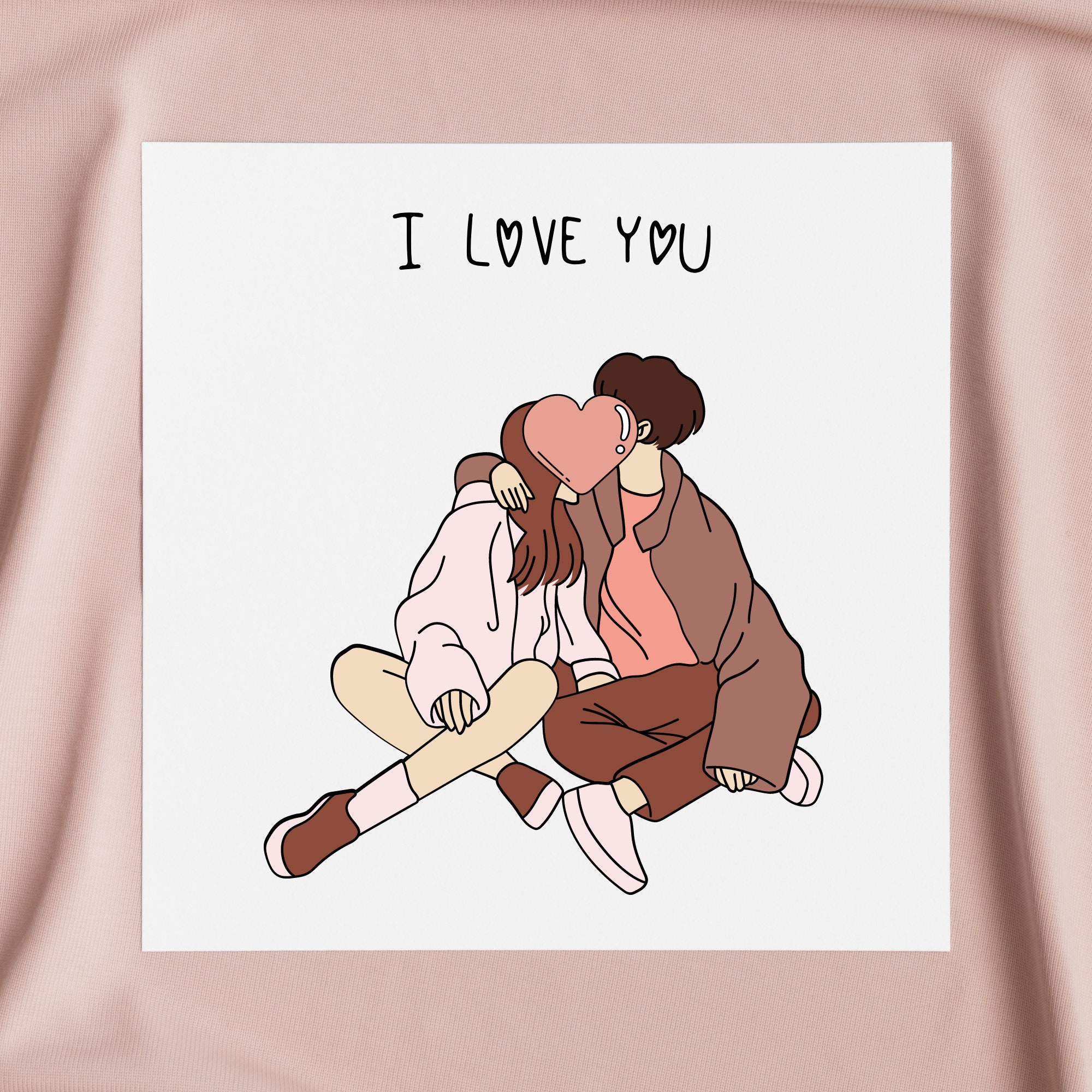 Printable Valentines Card Cute Couple Illustration Boyfriend Girlfriend ...