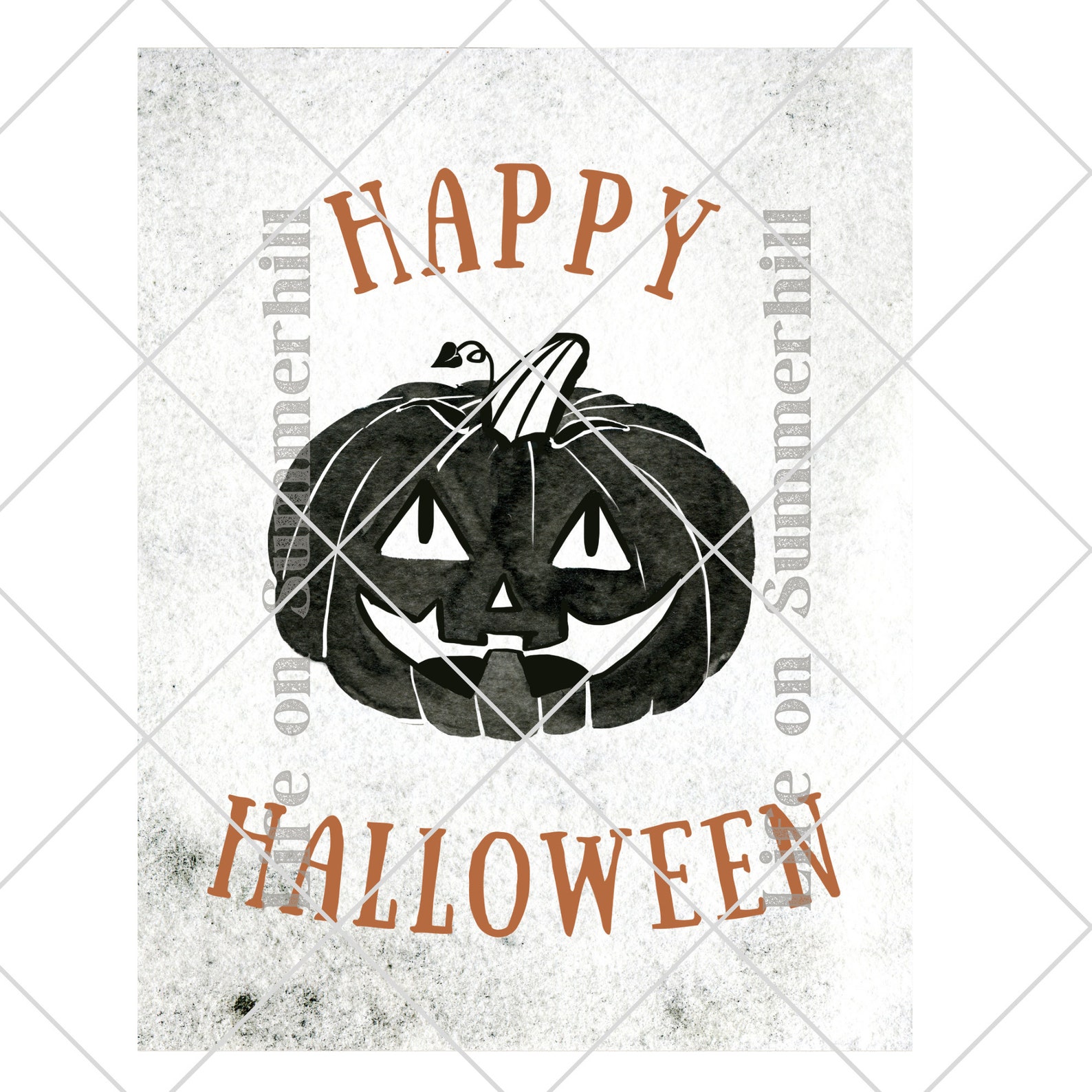 Happy Halloween Fall Wall Art Black Pumpkin Digital Print Halloween ...