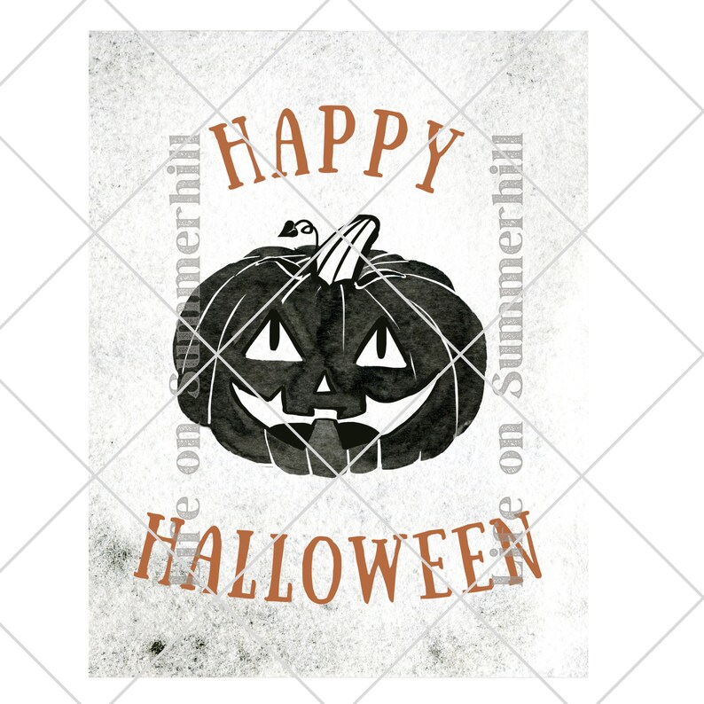 Happy Halloween Fall Wall Art Black Pumpkin Digital Print - Etsy