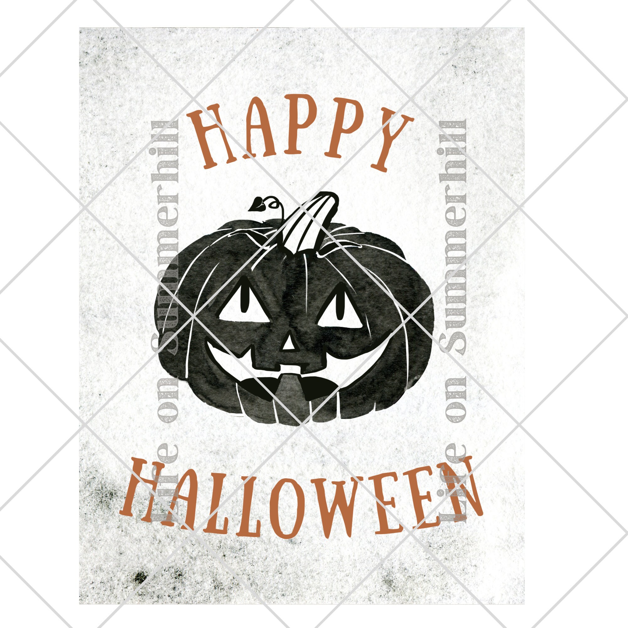 Happy Halloween Fall Wall Art Black Pumpkin Digital Print Halloween ...