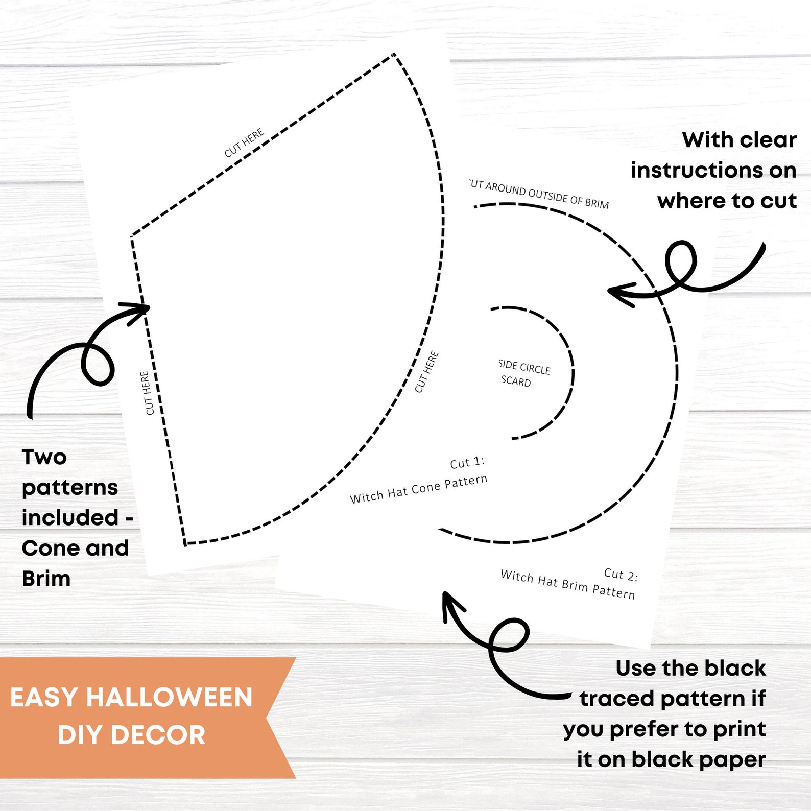 DIY Witch Hat Printable DIY Witch Hat Pattern Template Halloween ...