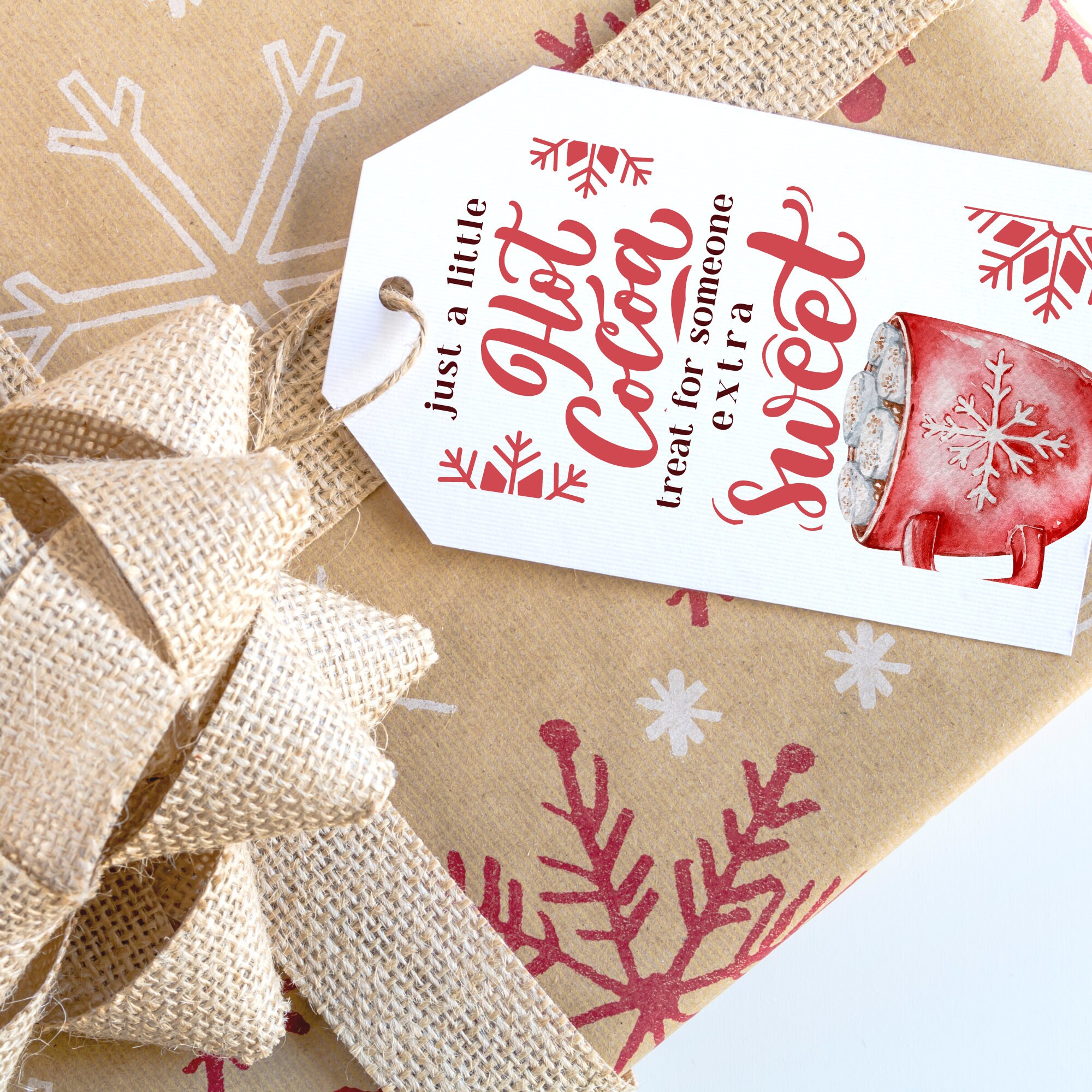 Printable Holiday Red Gift Tag Just A Little Hot Cocoa Treat for ...