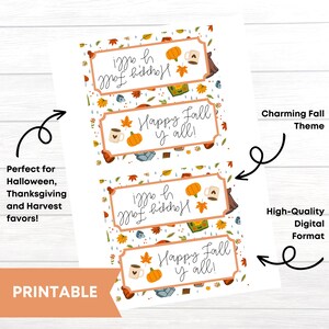 Happy Fall Y'all Treat Bag Topper Printable, Halloween Trick or Treat ...