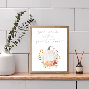 Give Thanks With A Grateful Heart Wall Art Printable, Watercolor ...
