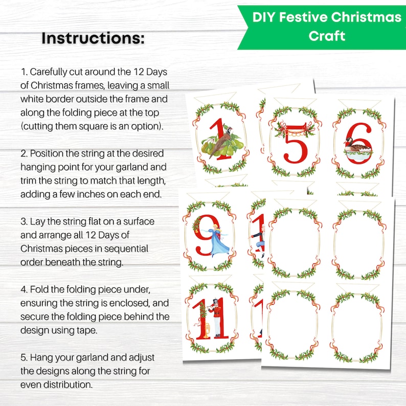 12 Days of Christmas Garland Printable | Twelve Days of Christmas ...