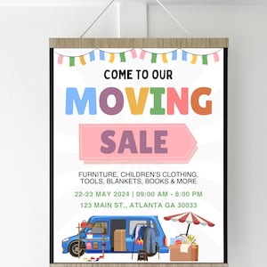 Editable Moving Sale Flyer Template | Neighborhood Yard Sale Sign ...