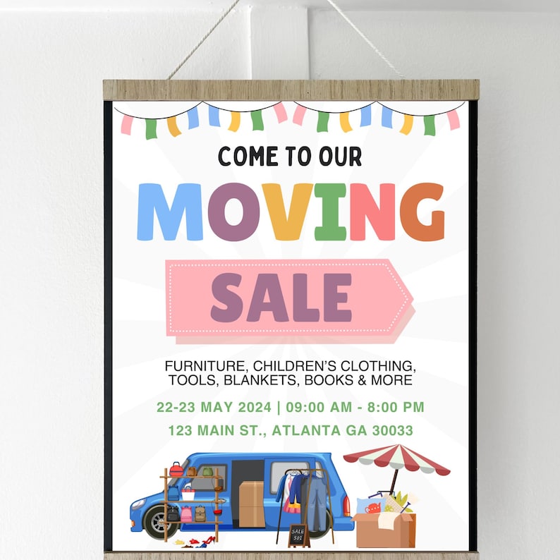 Editable Moving Sale Flyer Template Neighborhood Yard Sale Sign ...