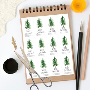 Personalized Pine Tree Christmas Gift Tags, Editable PDF, Watercolor ...
