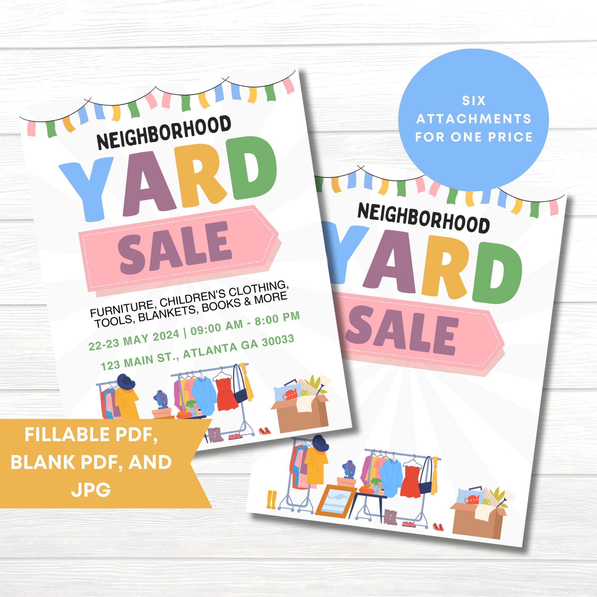 Editable Yard Sale Flyer Template | Neighborhood Garage Sale Sign ...