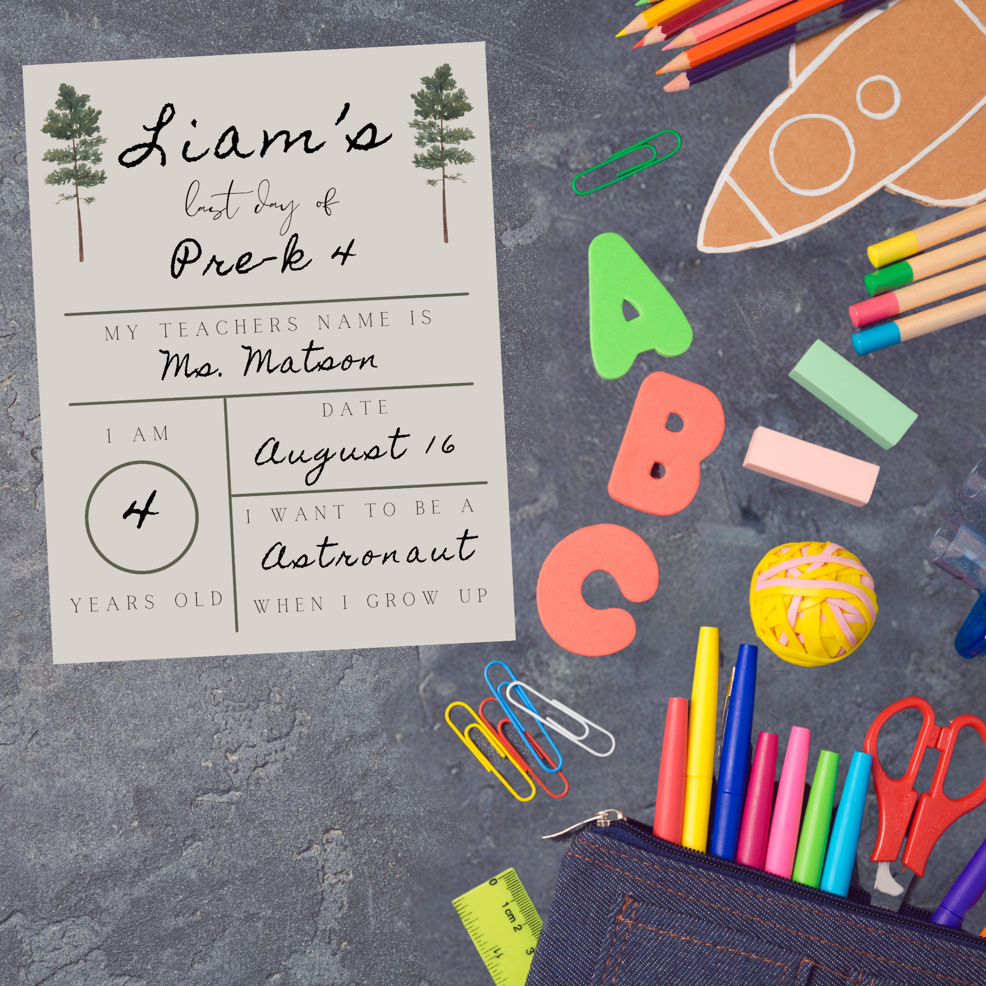 Last Day of School Printable Sign Customizable Student Photo Prop for ...