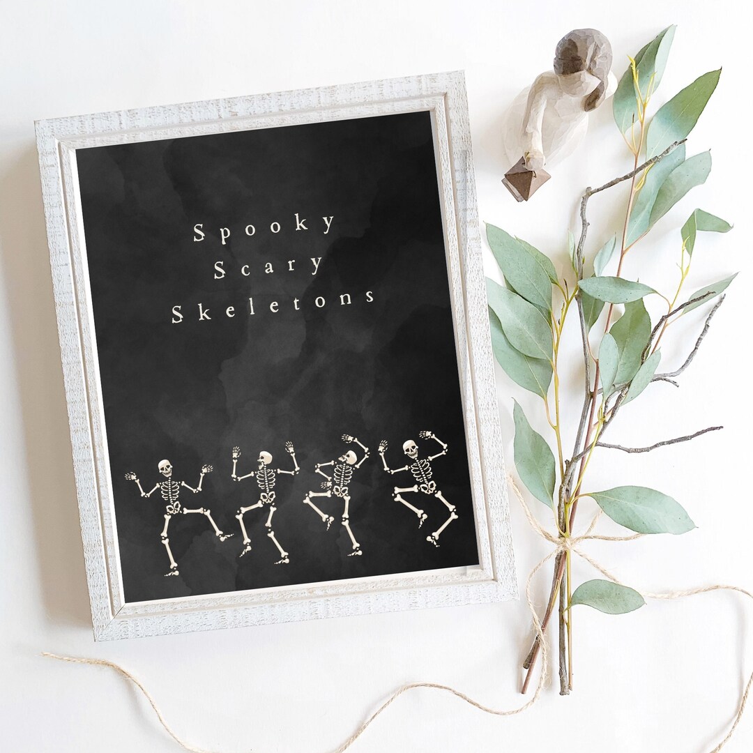 Skeleton Art Print Spooky Scary Skeletons Halloween Printable Wall Art ...