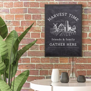 Harvest Time Chalkboard Fall Sign Printable Wall Art Farmers Market ...