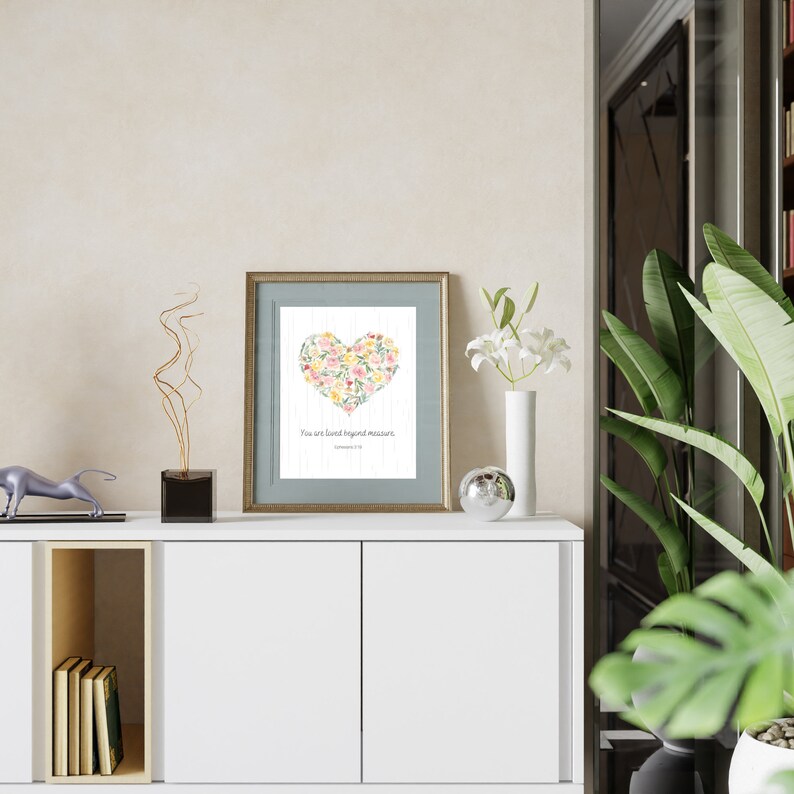 Floral Heart Watercolor Print Spiritual Bible Verse Scripture Quote ...