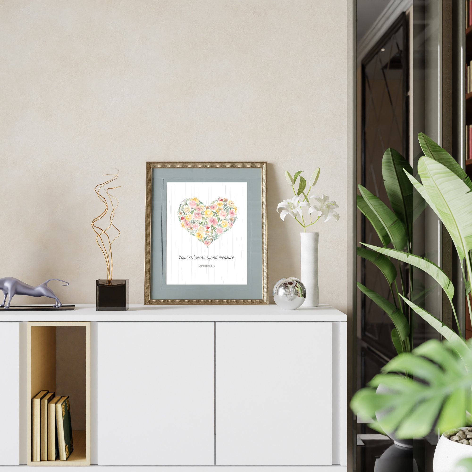 Floral Heart Watercolor Print Spiritual Bible Verse Scripture Quote ...