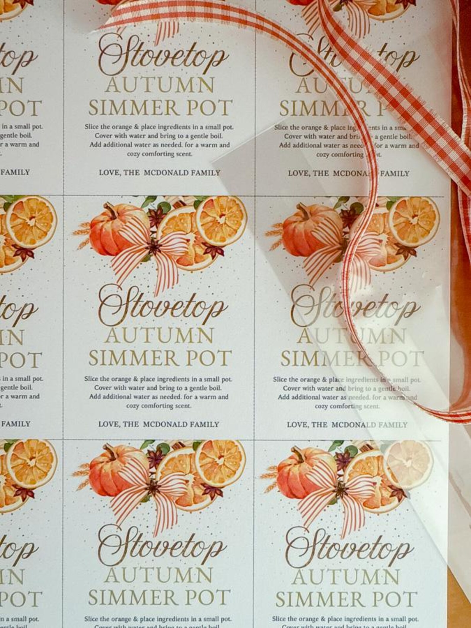 Editable PDF Autumn Simmer Pot Gift Tags, Fall Simmering Pot Labels ...