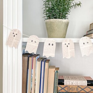 DIY Book Page Ghost Garland Printable | Vintage Bookpage Ghost Bunting ...